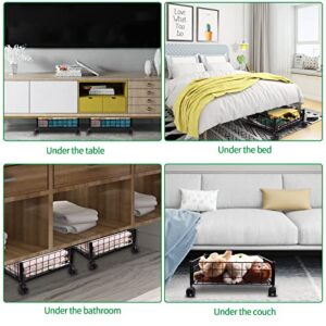 Riian Under the Bed Storage Underbed Storage with Wheels Space-saving Under Bed Rolling Storage Drawers Containers with Wheels for Bedroom Clothes Shoes Toys Blankets Movable - 2 Sets