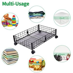 Riian Under the Bed Storage Underbed Storage with Wheels Space-saving Under Bed Rolling Storage Drawers Containers with Wheels for Bedroom Clothes Shoes Toys Blankets Movable - 2 Sets