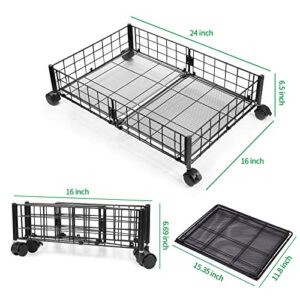 Riian Under the Bed Storage Underbed Storage with Wheels Space-saving Under Bed Rolling Storage Drawers Containers with Wheels for Bedroom Clothes Shoes Toys Blankets Movable - 2 Sets