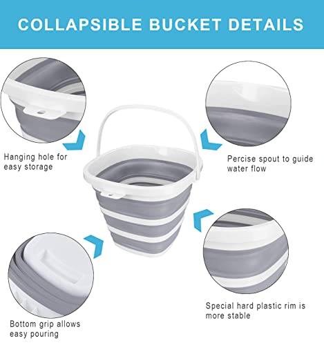 MontNorth Collapsible Basin Bucket,9L Collapsible Dishpan with Drain Plug for Kitchen Sink,5L Portable Foldable Small Plastic Water Supplies for Outdoor Garden Camping Fishing Car Wash(Sets of 2)