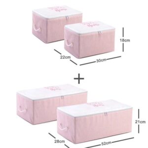 4 Pack Pink Storage Bags for Bedroom, Clothes and Blanket Organizer, Double Zipper Organization Bag, Foldable Fabric Boxes for Laundry Room, Large Capacity Comforter Storage Bag