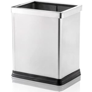 avla 10 liter open top trash can, stainless steel office wastebasket, kitchen garbage container bin with removable bag holder, waste trashcans for bathroom, restaurant, restroom, powder room, home