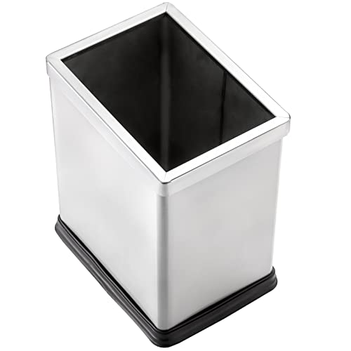 AVLA 10 Liter Open Top Trash Can, Stainless Steel Office Wastebasket, Kitchen Garbage Container Bin with Removable Bag Holder, Waste Trashcans for Bathroom, Restaurant, Restroom, Powder Room, Home