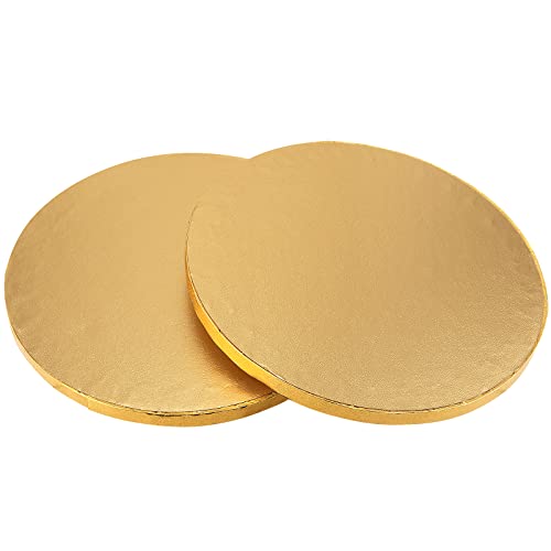 MAHIONG 10 Pack 12 Inch Round Cake Drums, Reusable 1/2 Inch Thickness Gold Cake Boards Circles with Professional Smooth Straight Edges, Round Cake Circles Cake Base for Display Cake Baking Supplies