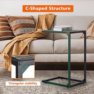 C Shaped End Table Set of 2, Snack Side Table, C Tables for Couch, Couch Tables That Slide Under, for Living Room, Bedroom, Gray