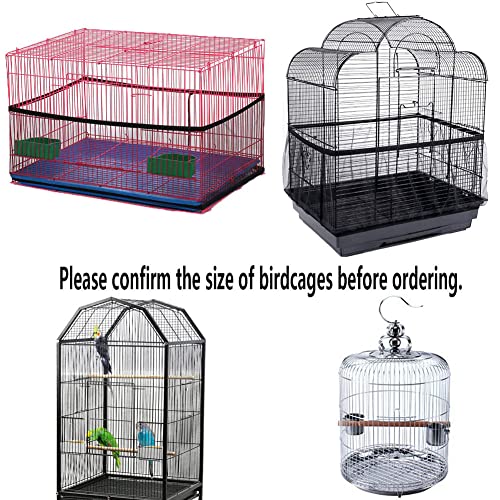 Lemengtree Bird Cage Cover Universal Birdcage Seed Catcher Guard Net Cover, Parrot Nylon Mesh Net Cover, Airy Gauze Birdcage Accessories Mesh Net Cover for Round Square Cages (Black-Mesh Net Cover)