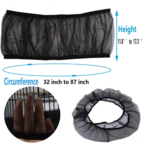 Lemengtree Bird Cage Cover Universal Birdcage Seed Catcher Guard Net Cover, Parrot Nylon Mesh Net Cover, Airy Gauze Birdcage Accessories Mesh Net Cover for Round Square Cages (Black-Mesh Net Cover)