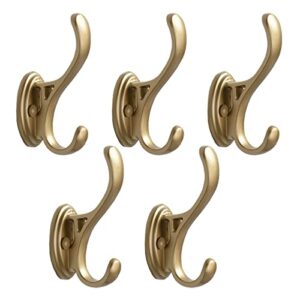 jyl home wall mounted coat hooks for hanging towel rack hat rack clothes organization vintage hooks gold, 5 pack