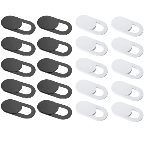 20 PCS Webcam Covers Webcam Cover Slide Phone Camera Cover for Laptop, MacBook, iPad, PC, Cell Phone Protect Your Privacy and Security (10 Black 10 White)