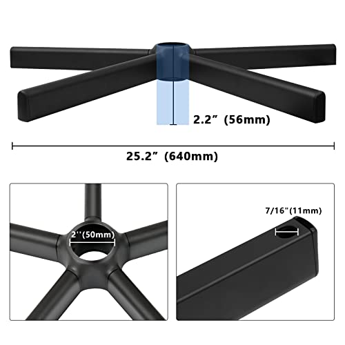 Office Chair Base Heavy Duty - Black Office Chair Base Replacement up to 2500LBS Load Capacity-Reinforced Metal Leg Swivel Desk Chair Base,Suitable for Most Office Desk Gaming Chairs