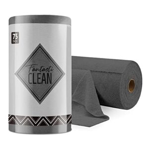 fantasticlean microfiber cleaning cloth roll -75 pack, tear away towels, 12" x 12", reusable washable rags (dimgray)