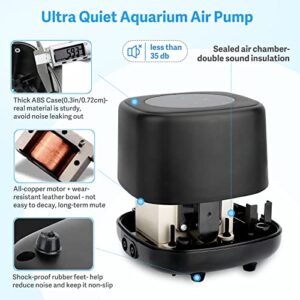 hygger 190 GPH Aquarium Air Pump with Dual Outlets, Ultra Quiet Adjustable Fish Tank Aerator, Powerful Oxygen Pump for Fish Tank up to 300 Gallons