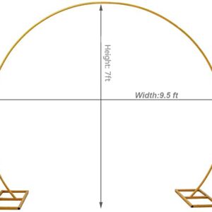 Round Balloon Arch Stand with Base Adjustable, 9.5ft x 7.2ft Gold Metal Circle Balloon Garland Stand Frame Kit for Wedding Engagement Gender Reveal Baptism Birthday Baby Shower Decoration