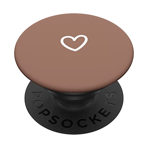 Brown Minimalist Hand Drawn Heart PopSockets Swappable PopGrip