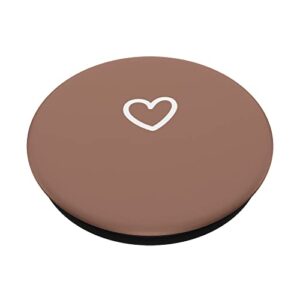 Brown Minimalist Hand Drawn Heart PopSockets Swappable PopGrip