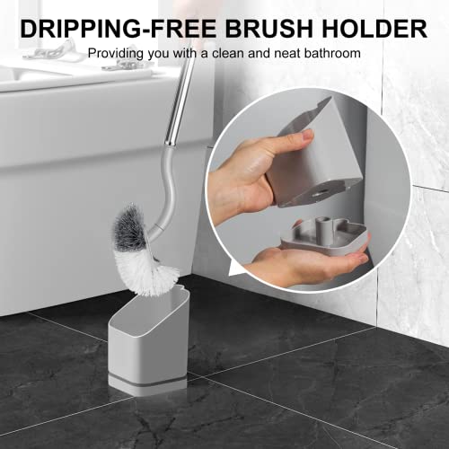 SetSail Toilet Brush Compact Size Toilet Bowl Brush and Holder Curved Handle Small Size Toilet Brushes for Bathroom Dense and Durable Toilet Cleaner Brush for Deep Cleaning