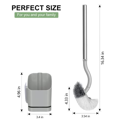 SetSail Toilet Brush Compact Size Toilet Bowl Brush and Holder Curved Handle Small Size Toilet Brushes for Bathroom Dense and Durable Toilet Cleaner Brush for Deep Cleaning