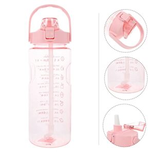 Hemoton 1pc Strap Ml: Cup: Button Plastic Outdoor Ml Gym Ensure Sports Go Handle Reusable Chug Lid Motivational Portable Large You and Leakproof Spout Scale Jug Pink Sippy It with