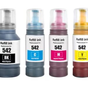 KINOLABS 542 Compatible Ink Bottles Replacement for Epson 542 T542 for Pro EcoTank ET-5800 ET-5850 ET-5880 ET-16600 ET-16650 (1 Black,1 Magenta, 1 Cyan, 1 Yellow, 4 Pack)