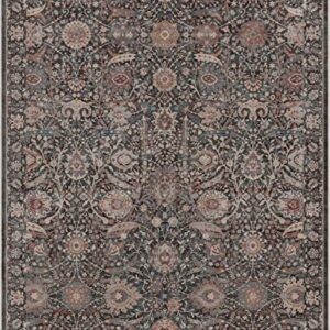 Well Woven Liana Flatweave Floral 7'7" x 9'10" Charcoal Grey & Beige Area Rug