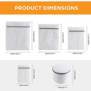 5 White Delicate Laundry Wash Bags-Mesh Laundry Bags with 5 Combinations, Mesh Laundry Bags for Delicate with Premium Zipper, Travel Storage Organize Bag, Clothing Washing Bags for Blouse, Bra, Hosiery, Stocking, Underwear, Lingerie, shirts, t-shirts