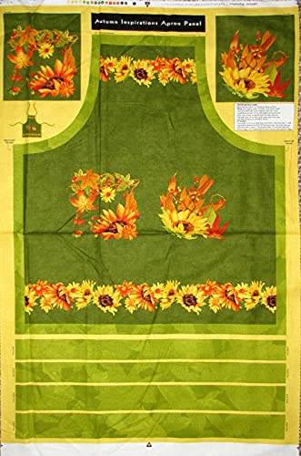 FlashPhoenix Quality Sewing Fabric - Autumn Fabric Leaves Fall Sunflower 100% Cotton Apron Project 29 x 44 Inch Panel