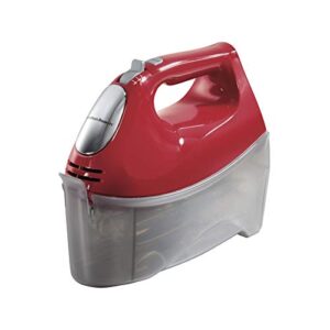 Hamilton Beach Electric Automatic Can Opener, Red & 6-Speed Electric Hand Mixer, Beaters and Whisk, with Snap-On Storage Case, Red