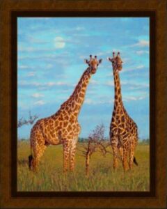 flashphoenix quality sewing fabric - early moon african giraffe john banovich digital 100% cotton fabric panel 36 x 45