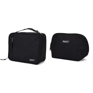 packit freezable classic lunch box, black & freezable snack bag, black