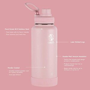 Takeya Actives Insulated Stainless Steel Water Bottle with Spout Lid, 40 Ounce, Onyx & Actives Insulated Stainless Steel Water Bottle with Spout Lid, 32 Ounce, Blush