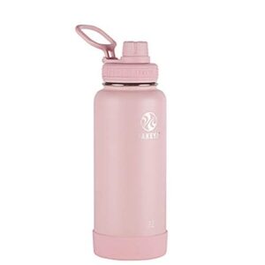 Takeya Actives Insulated Stainless Steel Water Bottle with Spout Lid, 40 Ounce, Onyx & Actives Insulated Stainless Steel Water Bottle with Spout Lid, 32 Ounce, Blush