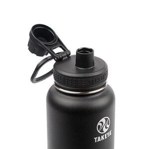 Takeya Actives Insulated Stainless Steel Water Bottle with Spout Lid, 40 Ounce, Onyx & Actives Insulated Stainless Steel Water Bottle with Spout Lid, 32 Ounce, Blush