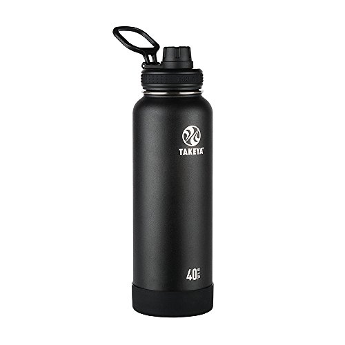 Takeya Actives Insulated Stainless Steel Water Bottle with Spout Lid, 40 Ounce, Onyx & Actives Insulated Stainless Steel Water Bottle with Spout Lid, 32 Ounce, Blush