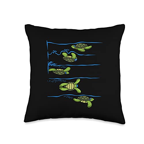 Swim Team Gifts For Swimmers Girls Turtle Swimming Turn Swimmer Throw Pillow, 16x16, Multicolor