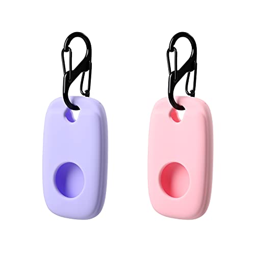 Silicone Case for Tile Pro 2022 with Keychains, 2 Pack Anti-Scratch Protective Cover with Carabiner (Pink/Purple)