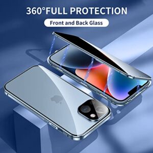 Jonwelsy Anti Peeping Case for iPhone 14 Plus (6.7"), 360 Degree Front and Back Privacy Tempered Glass Cover, Anti SPY Screen, Anti Peep Magnetic Adsorption Metal Bumper for iPhone 14 Plus (Purple)