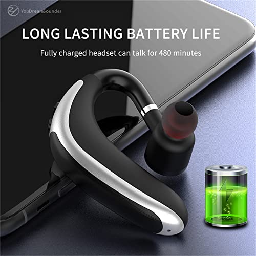 Single Ear Bluetooth Headset, Wireless Bluetooth Earbuds 5.0 in Ear Wireless Car Driving Headset Single Handfree Headphone with Microphone