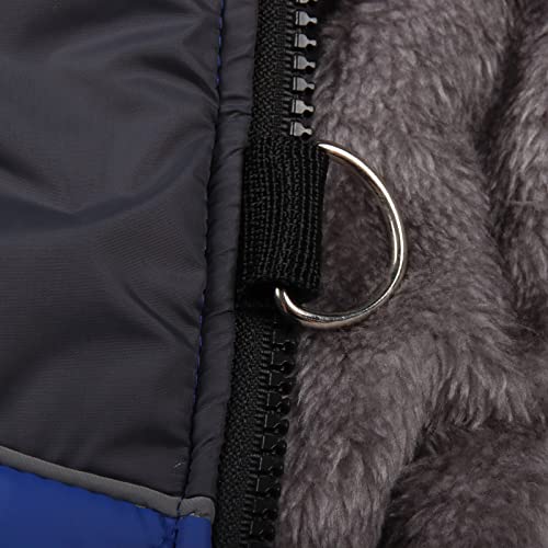 JoyDaog Warm Fleece Dog Coats for Small Dogs,D-Rings Waterproof Puppy Jacket for Cold Winter,Blue XS