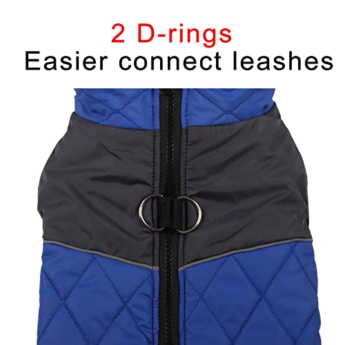 JoyDaog Warm Fleece Dog Coats for Small Dogs,D-Rings Waterproof Puppy Jacket for Cold Winter,Blue XS