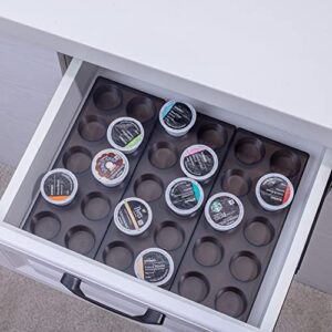 wobivcs coffee pod storage organizer for kitchen drawer holders 20 k cup, premium plastic tray with non-slip mat