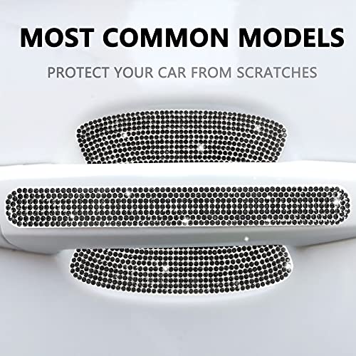 Fehlot New 8PCS Bling Car Door Handle Protector Rhinestone Universal Safety Scratch Resistant Sticker Bling Car Handle Cover Car Door Auto Sticker for Woman & Man(Black)