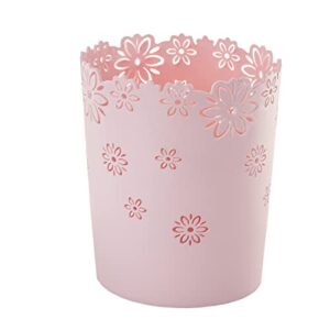 saddrop cute trash can pink trash can pink bathroom trash can hollow flower shape plastic lidless wastepaper baskets,creative trash can,wastebasket (m)