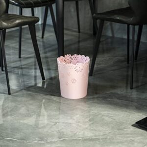 SADDROP Cute Trash can Pink Trash can Pink Bathroom Trash can Hollow Flower Shape Plastic Lidless Wastepaper Baskets,Creative Trash Can,Wastebasket (M)