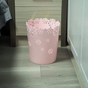 SADDROP Cute Trash can Pink Trash can Pink Bathroom Trash can Hollow Flower Shape Plastic Lidless Wastepaper Baskets,Creative Trash Can,Wastebasket (M)