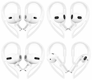 adjustable ear hooks compatible with airpods pro 2 2022 release [ anti-slip ], 360 degree rotation adjustment earhooks sport holder wings compatible with airpods 3 2 1 & pro 4 pairs translucent