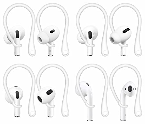 4 Pairs 【 Anti-Slip 】 Compatible with AirPods 2 Ear Hooks, Replacement Ergonomic Design Comfortable Fit Ear Tips Wingtips Sport Holder Accessories Compatible with AirPods 3 2 1 & Pro White 722