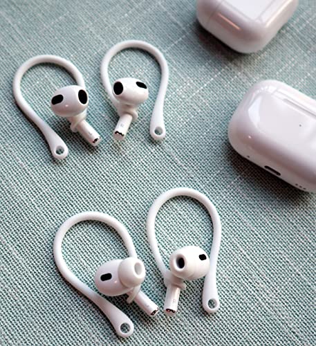 4 Pairs 【 Anti-Slip 】 Compatible with AirPods 2 Ear Hooks, Replacement Ergonomic Design Comfortable Fit Ear Tips Wingtips Sport Holder Accessories Compatible with AirPods 3 2 1 & Pro White 722