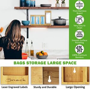 GreenSpace Bamboo Food Storage Bag Organizer (4 box set) for Kitchen Counter, Drawer, or Wall Mounted - Compatible With Gallon, Quart, Sandwich & Snack Bags