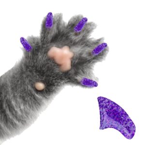 pretty claws 6 month piece soft nail caps with adhesive for cat claws - amethyst glitter medium