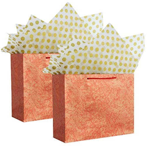 FENKON 2pcs 14" Large Birthday Gift Bags with Tissue Paper for Women Red Paper Gift Bags Medium Size for Mothers Day Christmas Valentines Day Anniversary